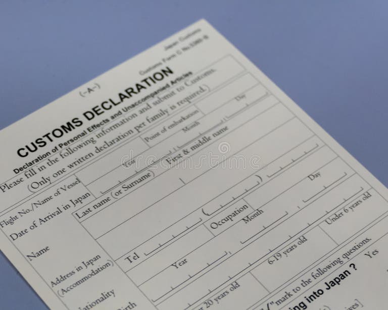 Customs Declaration Form at Airport Counter Stock Image - Image of ...