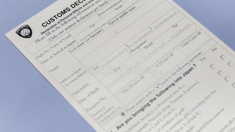 Customs Declaration Form at Airport Counter Editorial Stock Photo ...