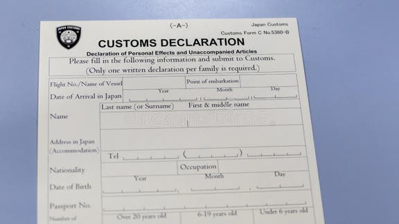 Customs Declaration Form at Airport Counter Editorial Stock Photo ...
