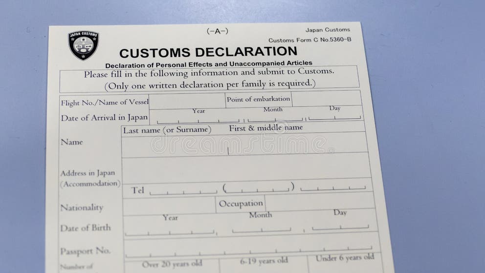 Customs Declaration Form at Airport Counter Editorial Stock Photo ...