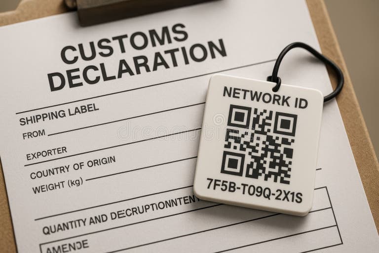 Customs Declaration Form with Shipping Label and QR Code for Network ...