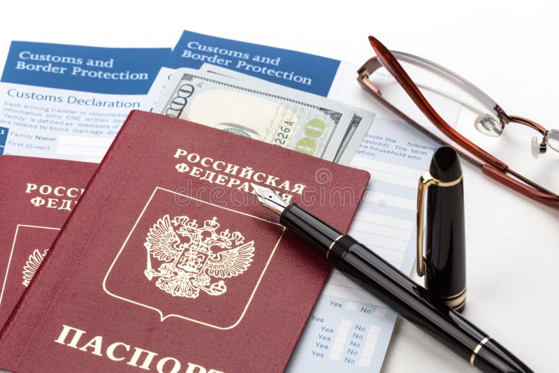 Customs Declaration with Russian Travel Passport Stock Image - Image of ...