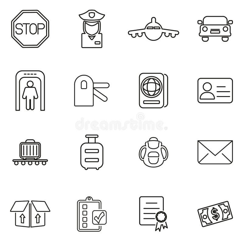 Customs or Duty Icons Thin Line Vector Illustration Set Stock Vector ...