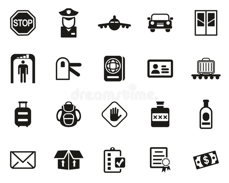 Customs or Duty Icons Freehand White on Black Circle Stock Vector ...