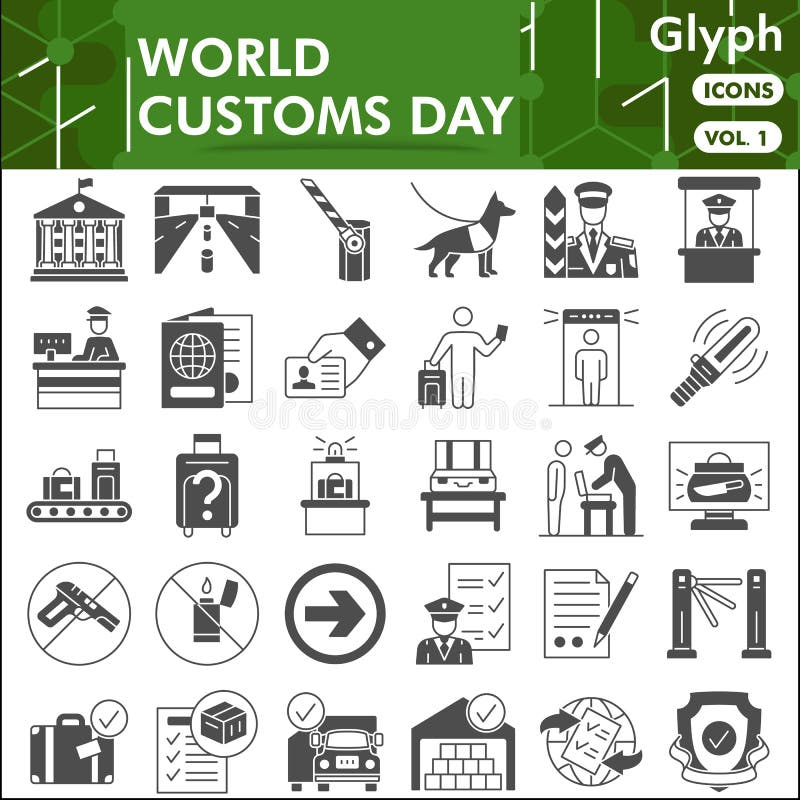 Customs Line Icon Set, Security Check Symbols Collection or Sketches ...