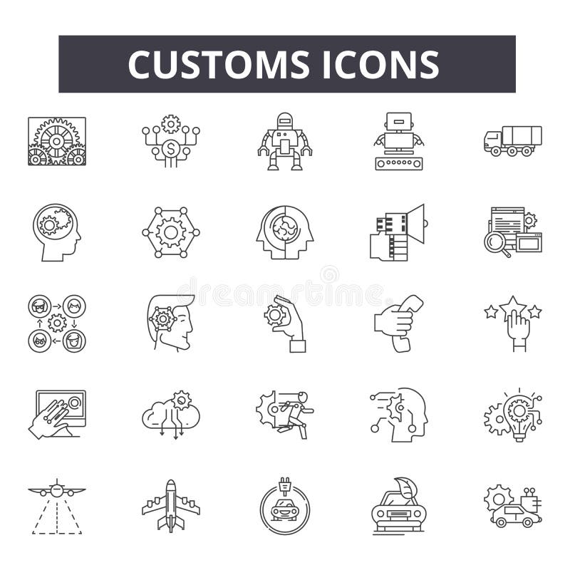 Customs Line Icons, Signs, Vector Set, Outline Illustration Concept ...