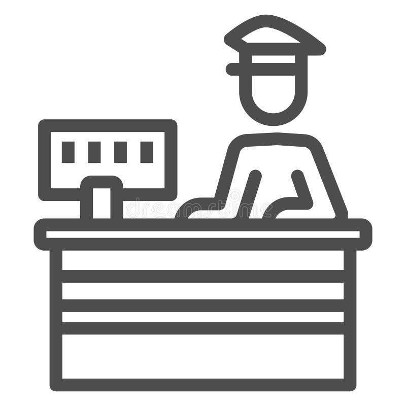 Reception Security Desk Business People Icon Simple Line Flat ...