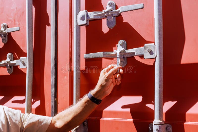 Customs Officers Inspector Seals Ready Container for a Export Stock ...