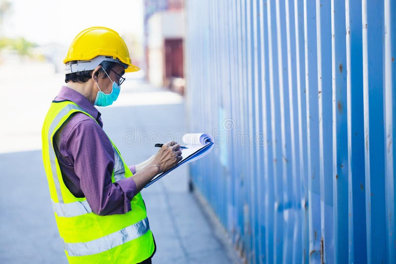 Customs Senior Elder Asian Officer Worker Working in Port Cargo ...