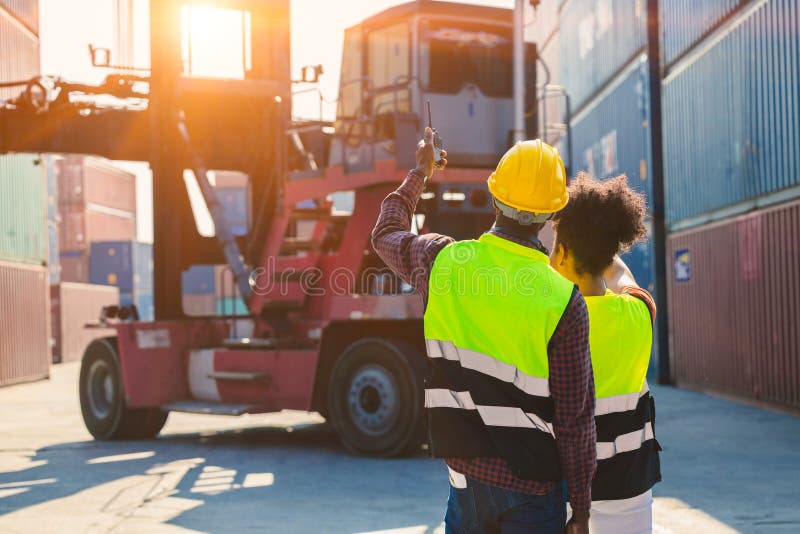 Customs Team Container Control Loading Staff Worker Working Together at ...