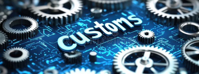 Customs Technology with Intricate Gears and Circuits Creating a Modern ...