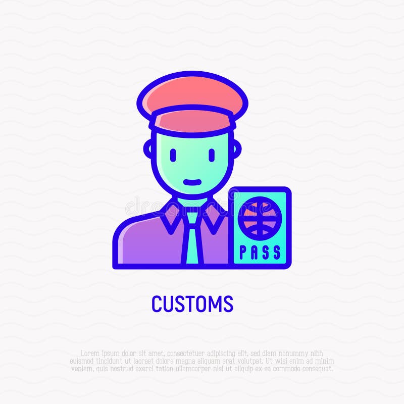 Customs Line Icon Set, Security Check Symbols Collection or Sketches ...