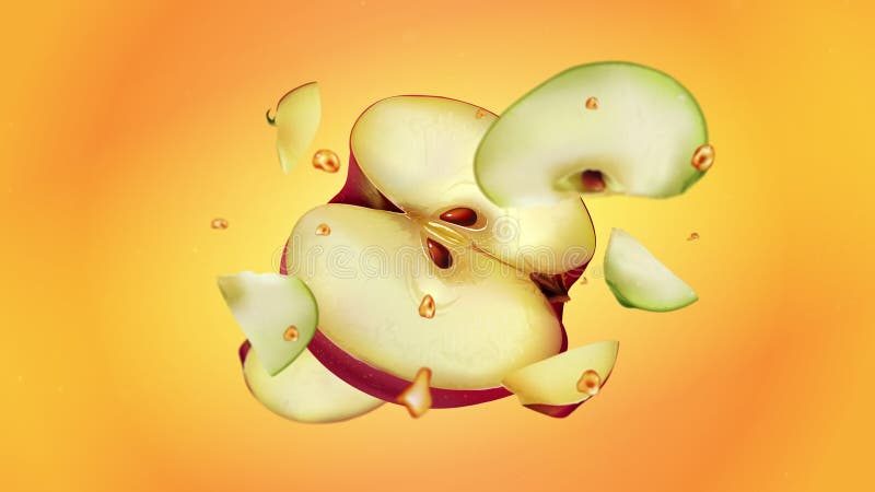 Slow Motion Animation of a Sliced Apple. Stock Video - Video of eating ...