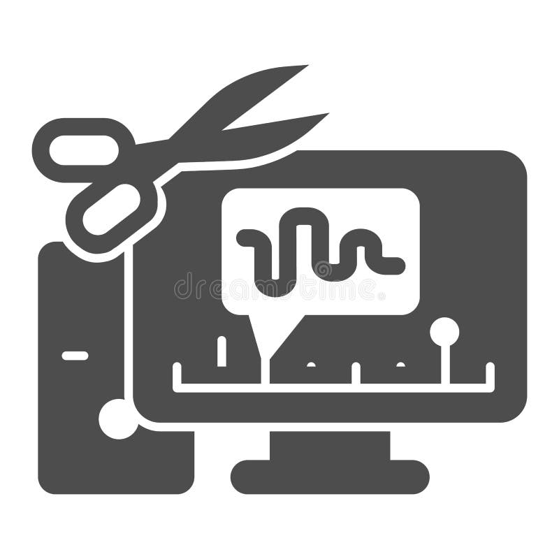 Cut Audio in Computer Thin Line Icon, Sound Design Concept, Sound ...