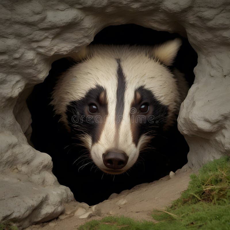 Cut Bear or Badger Looks Out, AI-generated Stock Illustration ...