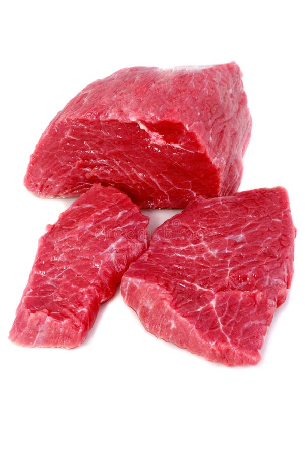 Beef Tenderloin Chunks Isolated on White Stock Photo - Image of fillet ...