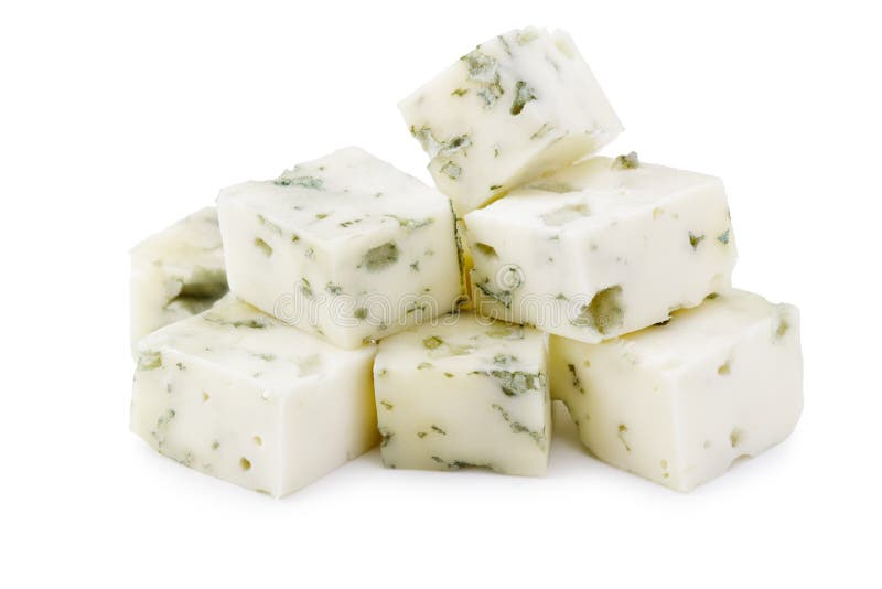 Cut of Blue Cheese Isolated on White Background. Macro Stock Photo ...