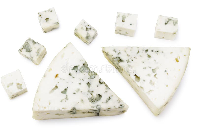 Cut of Blue Cheese Isolated on White Background. Top View Stock Image ...