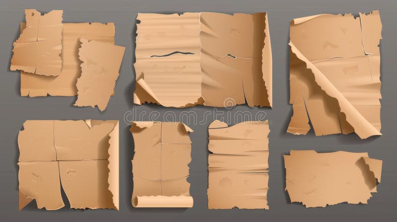 Cut and Broken Paper Pieces of Different Shapes in a Realistic Modern ...