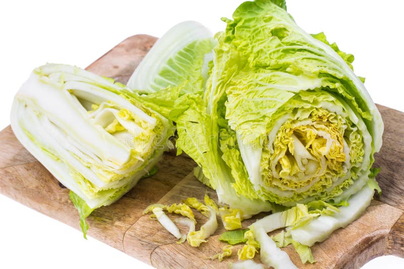 Cut Cabbage of Chinese Cabbage on Kitchen Wooden Cutting Board Stock ...