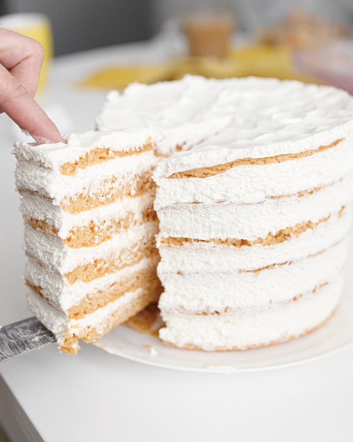 Cut the Cake with a Close-up Cake Stock Photo - Image of middle, sliced ...