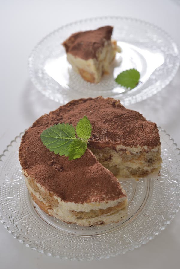 Cut cake tiramisu pudding stock image. Image of biscuit - 124077317