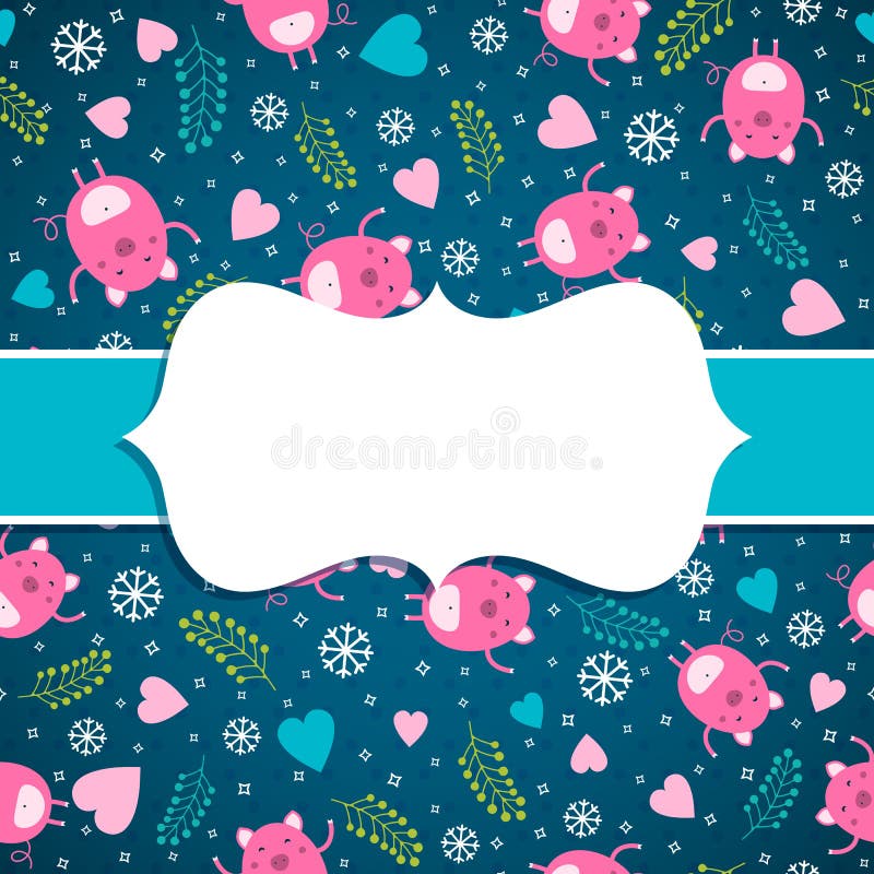 The Cut Card with Pig and Frame Stock Vector - Illustration of animal ...