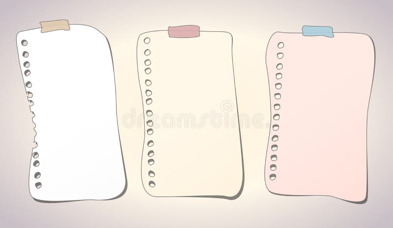 Cut Cartoon Notebook, Note Paper Sheets with Sticky Tape Stock Vector ...