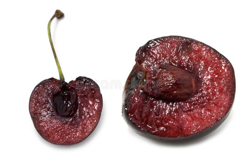 Whole and half cut cherry stock image. Image of closeup - 26354869