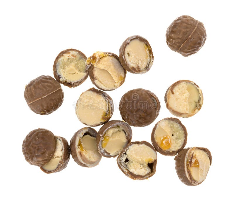 Cut Chocolate Hazelnut Cream Truffles White Background Stock Photos ...