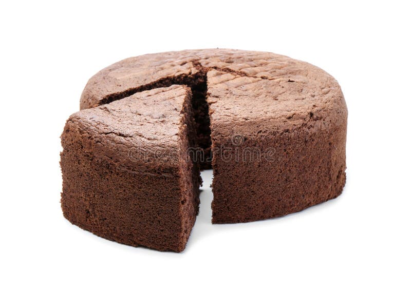 Cut Chocolate Sponge Cake Isolated on White Stock Photo - Image of ...