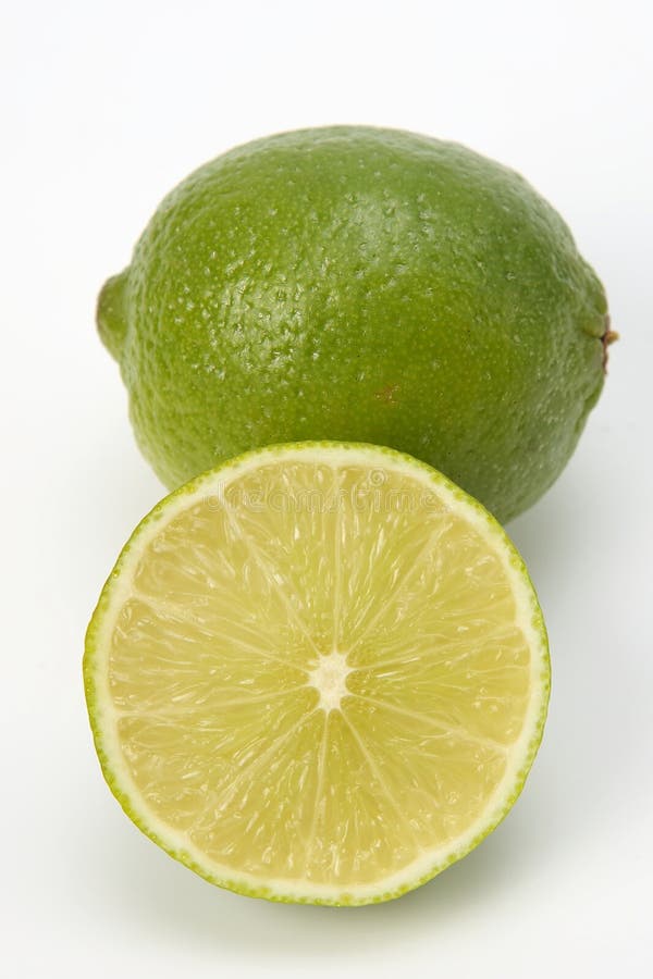Cut Citrus Fruit of Green Lemon on White Background Stock Image - Image ...