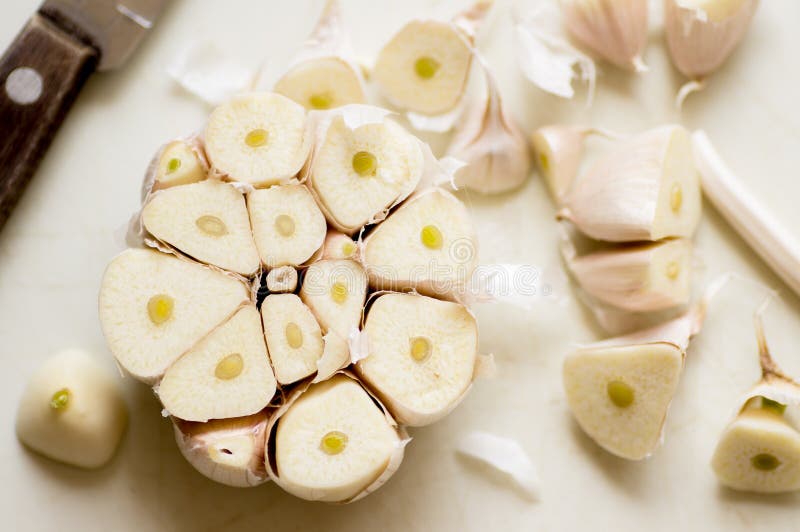 Cut clove garlic stock photo. Image of bulb, white, fresh - 53562566