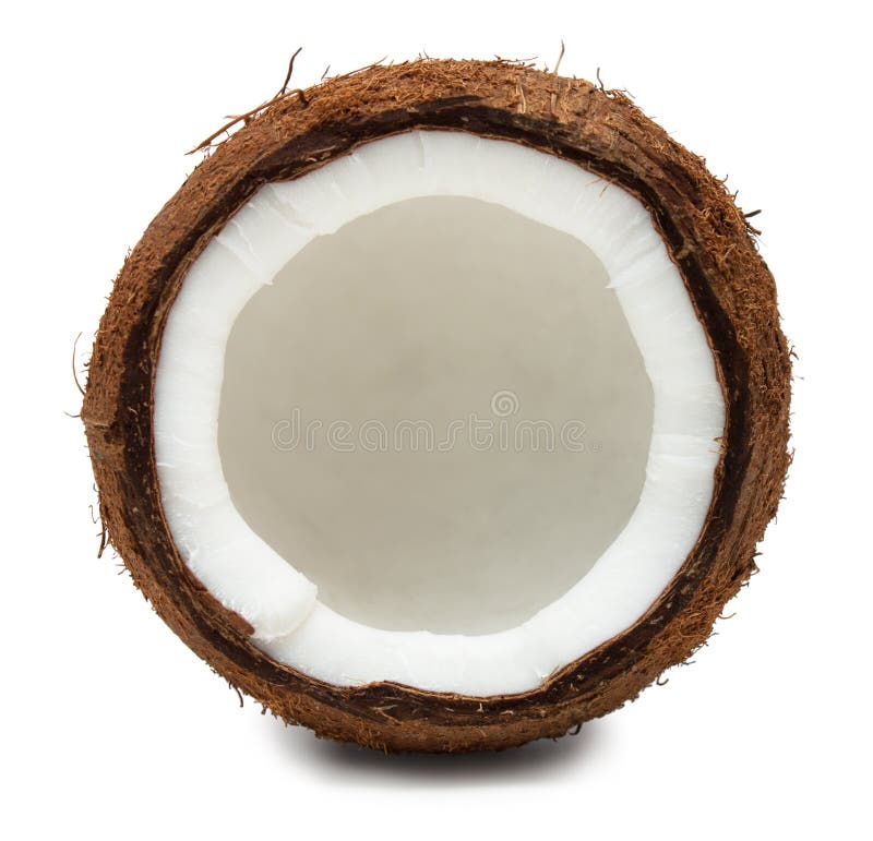 Cut Coconut Isolated on White Stock Image - Image of coconut, front ...