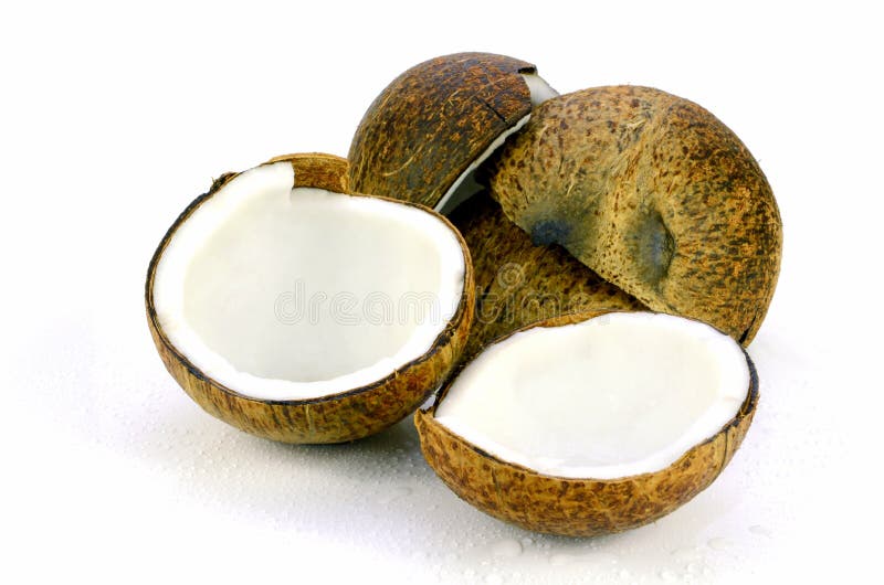 Cut Coconut Shell with Fresh Organic Coconut Kernel. Stock Photo ...