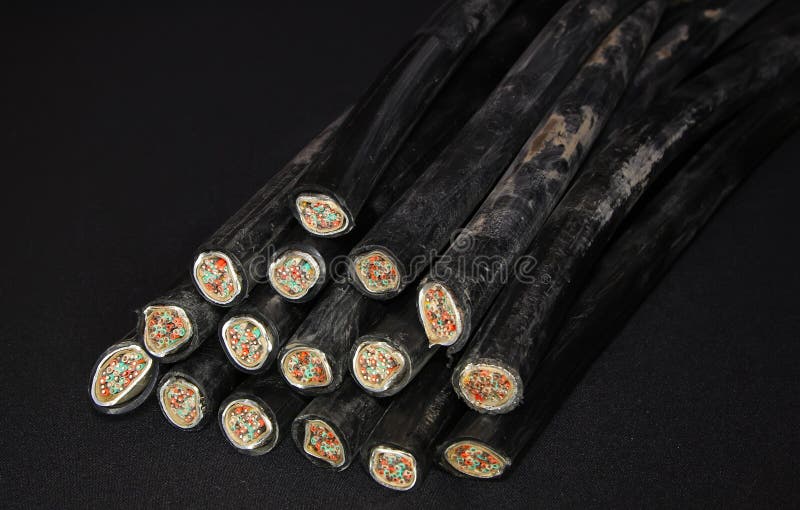 Cut Telephone Copper Cables Stock Image - Image of closeup, detail ...