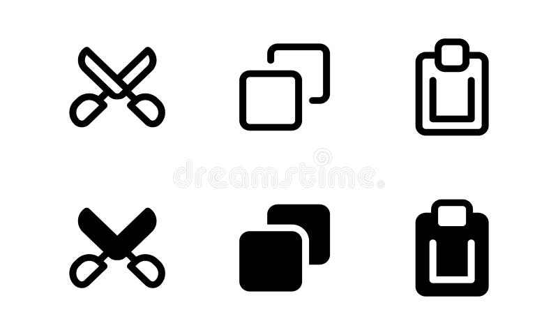 Cut, Copy, and Paste Icons in Document or File Editing Stock Vector ...