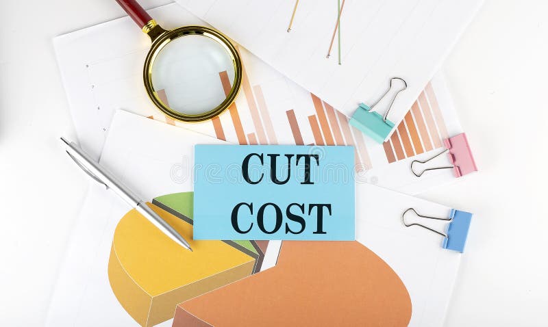 CUT COST Text on Sticker on the Paper Diagram Stock Photo - Image of ...