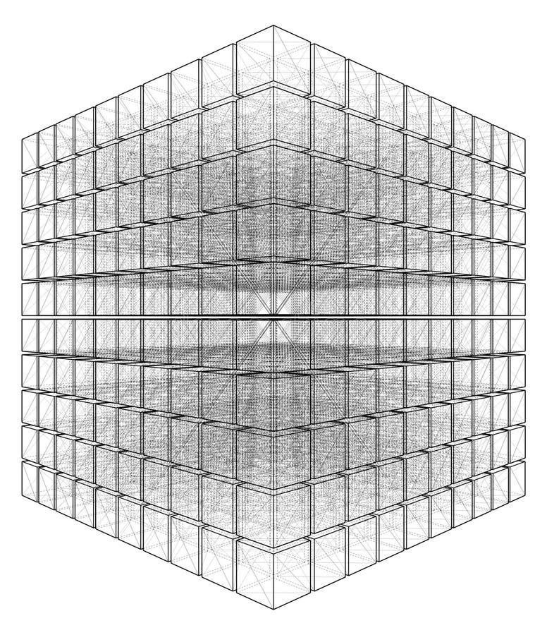 Cut Cube with Hidden Lines Vector Stock Vector - Illustration of ...