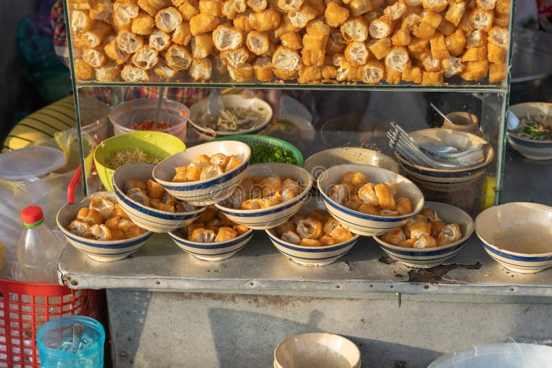 Cut Deep-fried Bread Sticks - Youtiao at Breakfast Stall on the Street ...