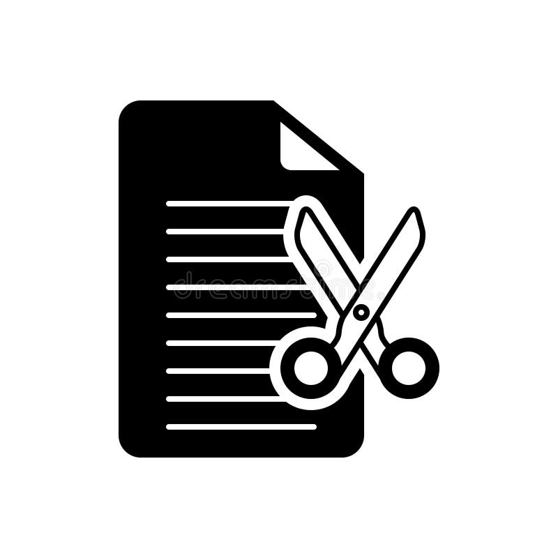 Black Solid Icon for Cut, Document and File Stock Illustration ...
