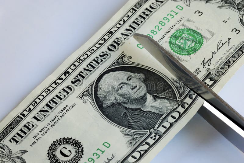 Cut the Dollar Bill with a Scissors Stock Photo - Image of cutting ...