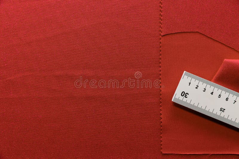 Cut Fabric on a Table with a Ruler Stock Image - Image of material ...