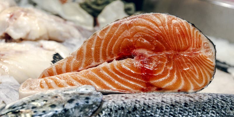 Cut Fillet of Fresh Salmon Fish Stock Photo - Image of trout, marine ...