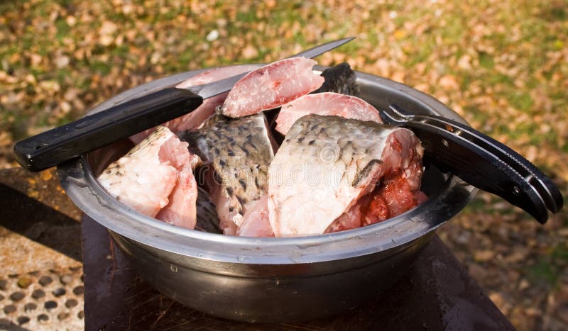 Cut fish stock image. Image of sharp, dinner, knife, prepared - 6935253