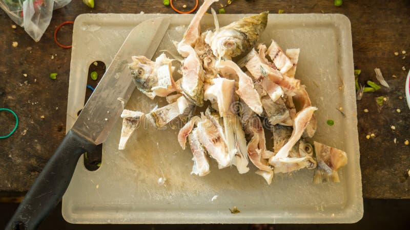 Cut the fish. stock photo. Image of cooking, cuisine - 107184346