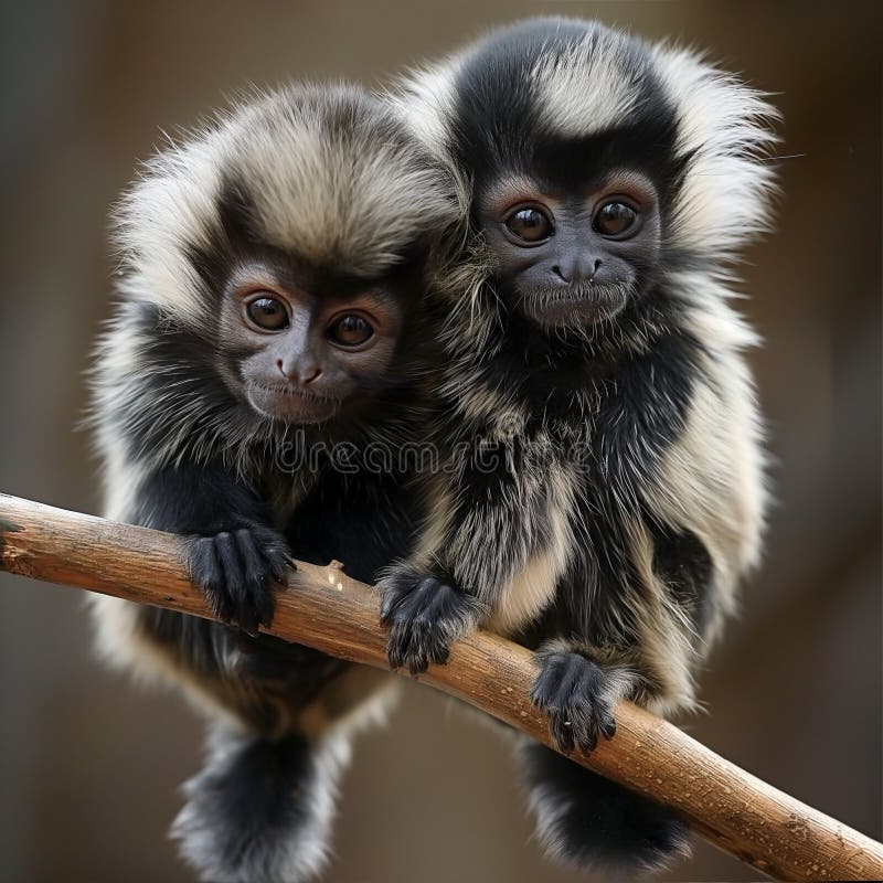 Cut Fluffy Monkeys on Trees, Close Up, Monkeys Hanging on the Tree ...