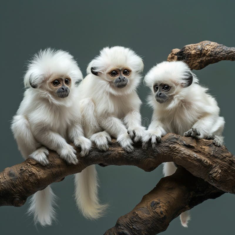 Cut Fluffy Monkeys on Trees, Close Up, Monkeys Hanging on the Tree ...