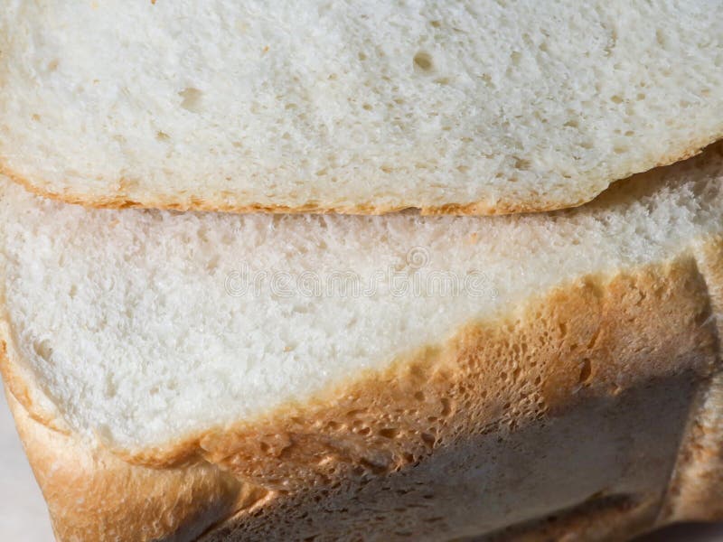 Cut Fresh Bread. White Bread Crumb Stock Image - Image of closeup ...