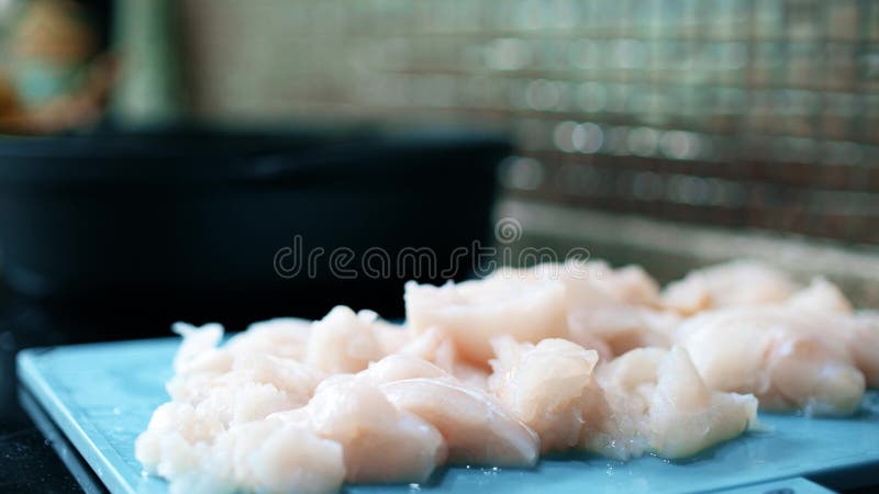 Cut Fresh Cod Fish and Smoking Pot on the Stove Stock Photo - Image of ...